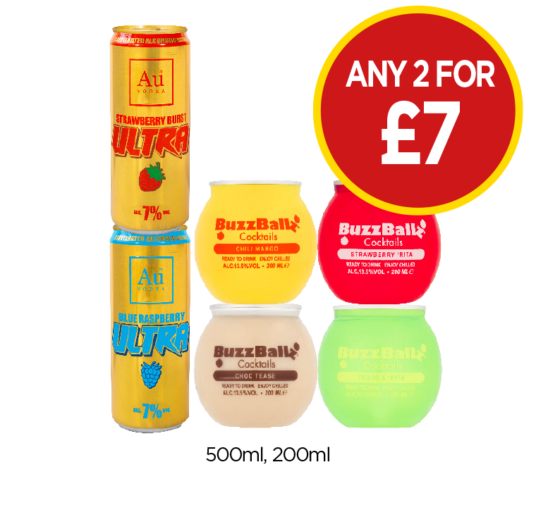 Au Vodka Strawberry, Blue Raspberry, Buzz Ball Chilli Mango, Strawberry ...