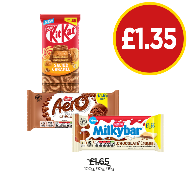 KitKat Salted Caramel, Aero Chocolate, Milkybar - Now Only £1.35 at ...